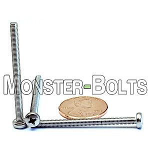 MonsterBolts - M3 x 40mm Phillips Pan Head, DIN 7985A, Stainless Steel, 10 Pack