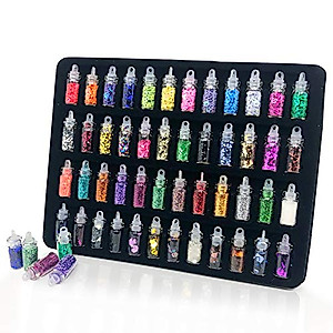 Extra Fine Glitter for Tumblers, Glitter and Sequins for Tumblers, Epoxy Tumbler Supplies 48 Pack Bulk Bottles Kit 5ml Each