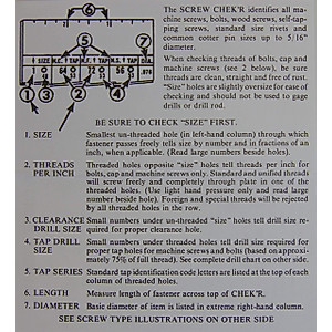Ruelle Screw Chek’r SAE/ Inch Screw Thread Size Gauge (No. 1 to 5/16) 1/8 Inch Heavy Gauge Steel Screw Checker, Made in USA