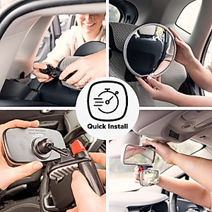 Diono Baby Car Mirror 2 Pack, Includes Safety Car Seat Mirror for Rear Facing Infant & See Me Too Rear View Baby Mirror Both Fully Adjustable with Wide Crystal Clear View, Shatterproof, Crash Tested