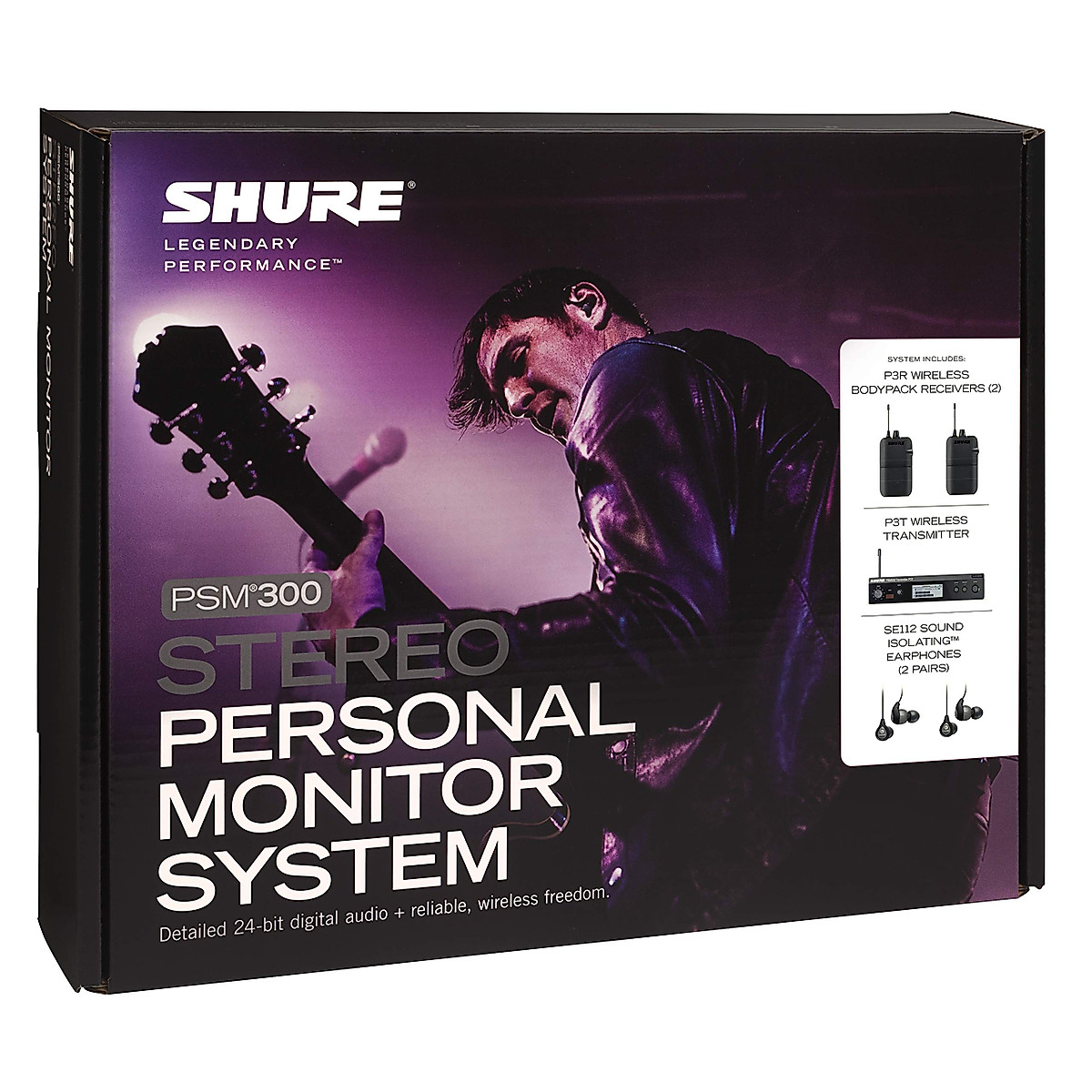 Shure PSM300 P3TR112TW Wireless in-Ear Personal Monitoring System with SE112 Earphones, Twinpack - H20 Band