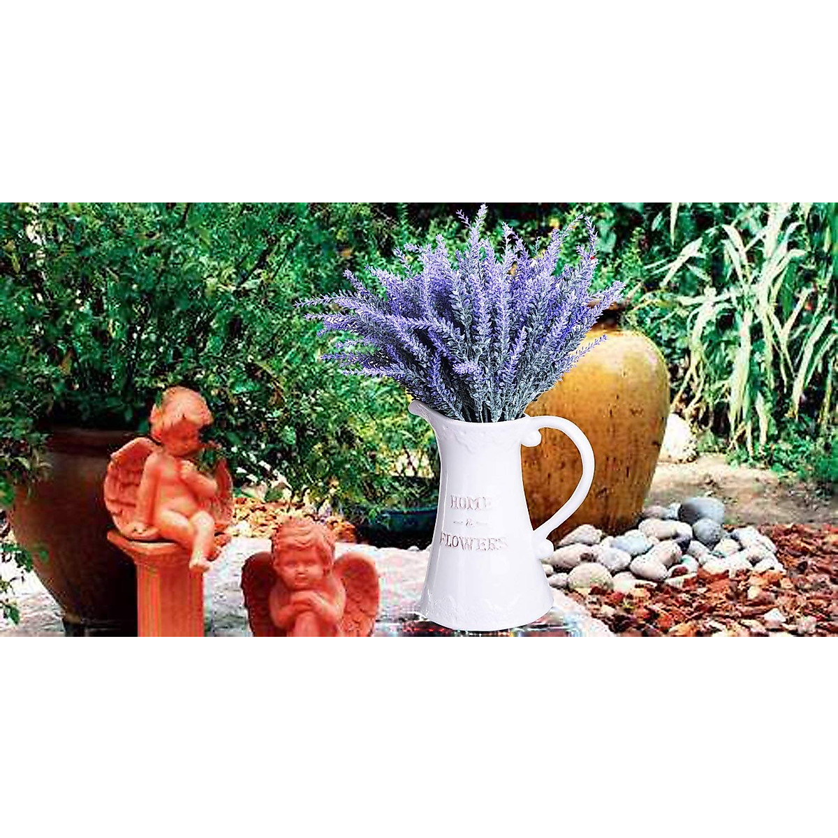 Artificial Lavender Bouquet Plastic Flocked Flowers Layout DIY Bridal Bouquet Home Garden Mall Christmas Holiday Decora-5PCS Purple