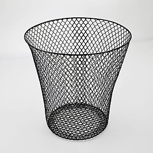 Luxshiny Black Mesh Trash Can - Mesh Office Trash Can Open Metal Wire Wastebaskets Recycling Garbage Container Bin for Office, Home,School