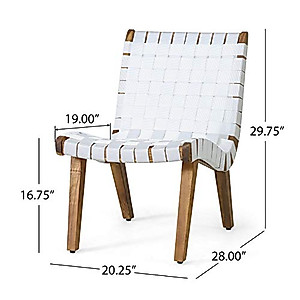 Christopher Knight Home Charlotter Outdoor Lounge Chair, White + Teak