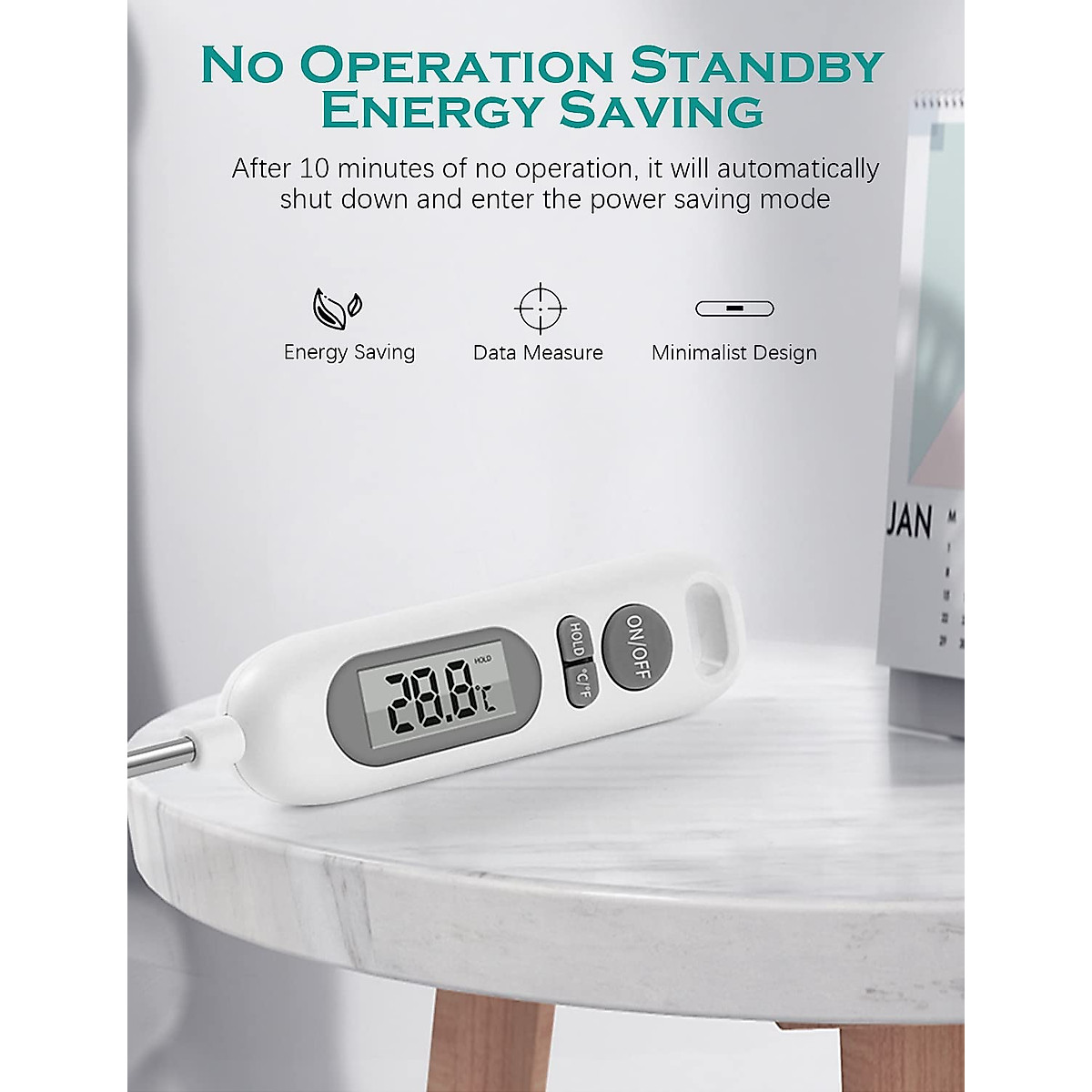 Meat Thermometer, Waterproof Food Thermometer, Instant Read Digital Cooking Thermometer for Kitchen Cooking BBQ Sugar Jam Water Meat Milk