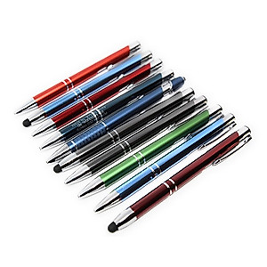 5 lb. Box of Assorted Misprint Metal Retractable Ball Point – Bulk Misprinted Pens, Stylus Tip, Comfort Grips, Wholesale Office Home School Black Blue Ink – Approximately 120 Pens per Box
