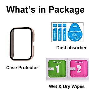 smaate Watch Cases with Screen Protector for S2, Compatible with TOZO S2 1.69” Smartwatch, Hard PC Case with Tempered Glass Screen Protector, Protecting Watch Body & Screen, Anti-Scratch Anti-Shatter
