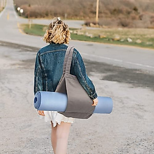 Bejetca Canvas Tote Bag, Yoga Mat Bag With Pocket Shoulder Bag, Women's Yoga Handbag Fitness Bag, Suitable For Office, Exercise, Pilates, Travel, Beach And Gym