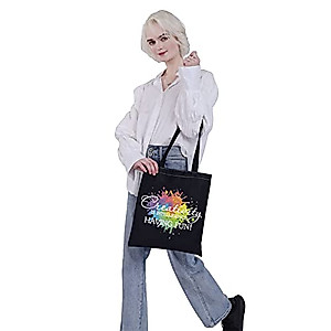 VAMSII Artist Tote Bag Painter Gift Bag Creativity is Intelligence Having Fun Art Teacher Gifts Art Student Gifts Supply Bag (Artist Black Tote)