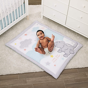 Disney Dumbo - Shine Bright Little Star Aqua, Grey, Yellow and Orange 3 Piece Nursery Crib Bedding Set - Comforter, Fitted Crib Sheet, Dust Ruffle