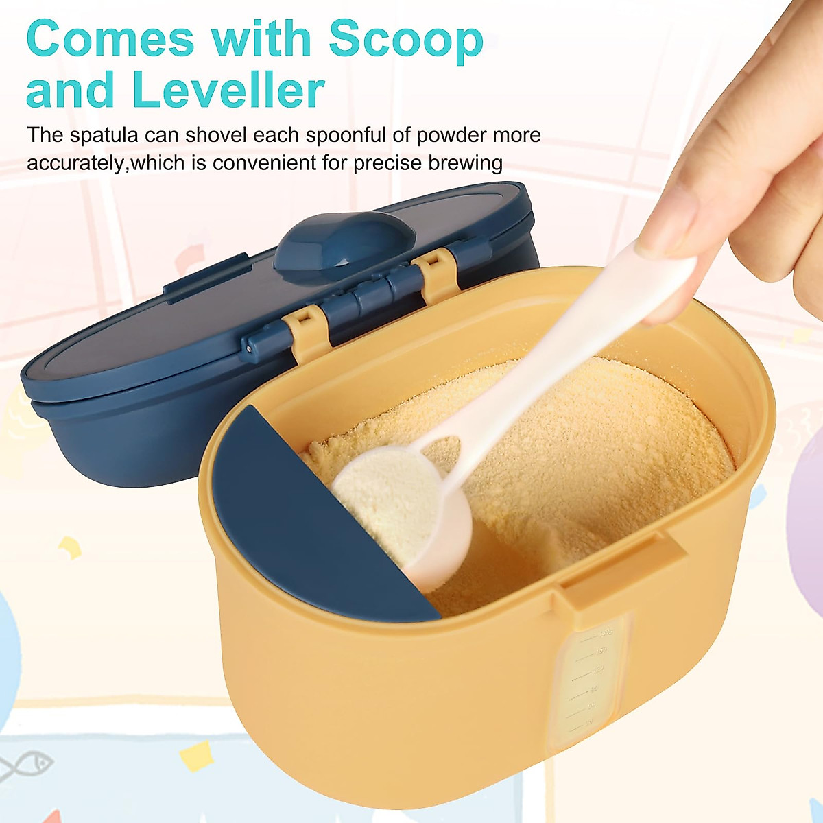 Accmor Baby Formula Dispenser, Formula Dispenser On The Go, Portable Milk Powder Formula Dispenser with Scoop,Formula Containers for Travel Hold 8.5oz/240g Formula, Yellow