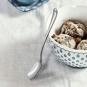 Dessert Spoons, Square Head Spoons, 18/10 Stainless Steel Spoon Set of 4,Ice Cream Spoons, Stirring Spoon for Tea, Dessert, Sugar