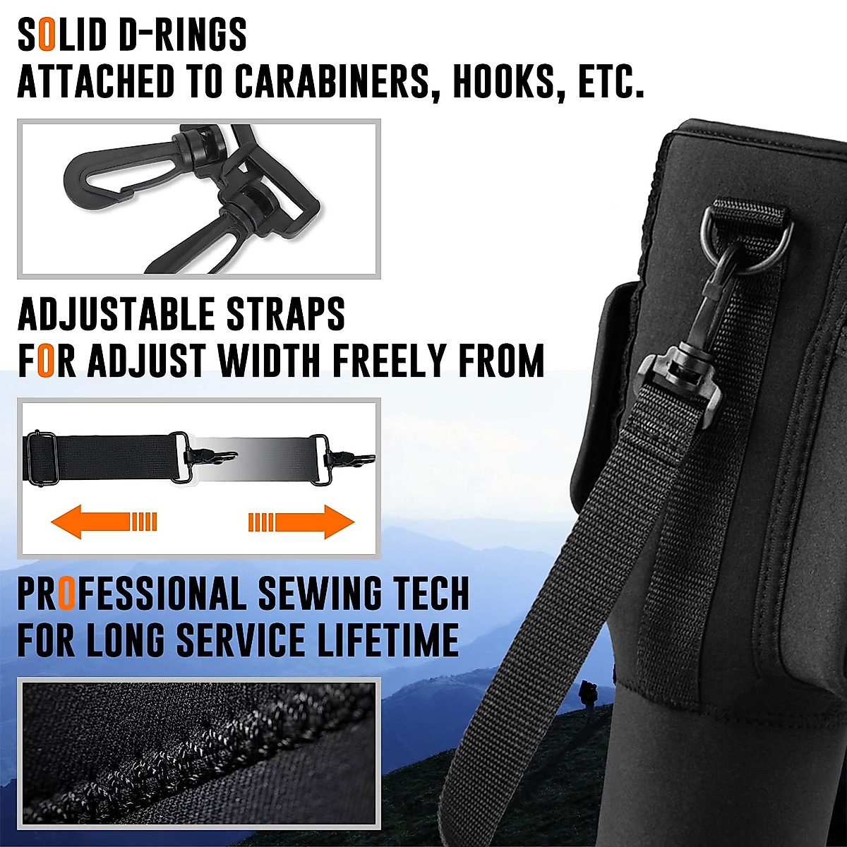 CONIJIWA Water Bottle Carrier Bag With Straw Covers Cap for Stanley 40 oz Tumbler Cup，Adjustable Shoulder Hand Strap,Stanley Cup Accessories for Walking Hiking Travelling Camping