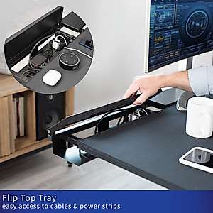 VIVO Electric Height Adjustable 60 x 30 inch Memory Stand Up Desk, Black Table Top with Built-in Concealed Cable Trays and Full-Size Pad, Black Frame, Standing Workstation, DESK-KIT-1B6-P3B