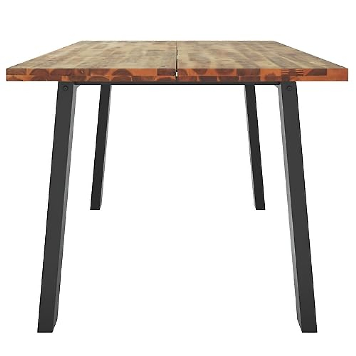 GOLINPEILO Solid Wooden Dining Table with Powder-Coated Metal Legs, Kitchen Table Solid Acacia Wood 66.9"x35.4"x29.5" -AA