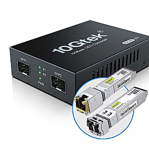 10GbE SFP+ Media Converter, Fiber to 10G Copper UTP Ethernet Media Converter, with a 10GBase-T Reach 30 Meters Transceiver and a SFP+ SR Module (300m, MMF, 850nm)