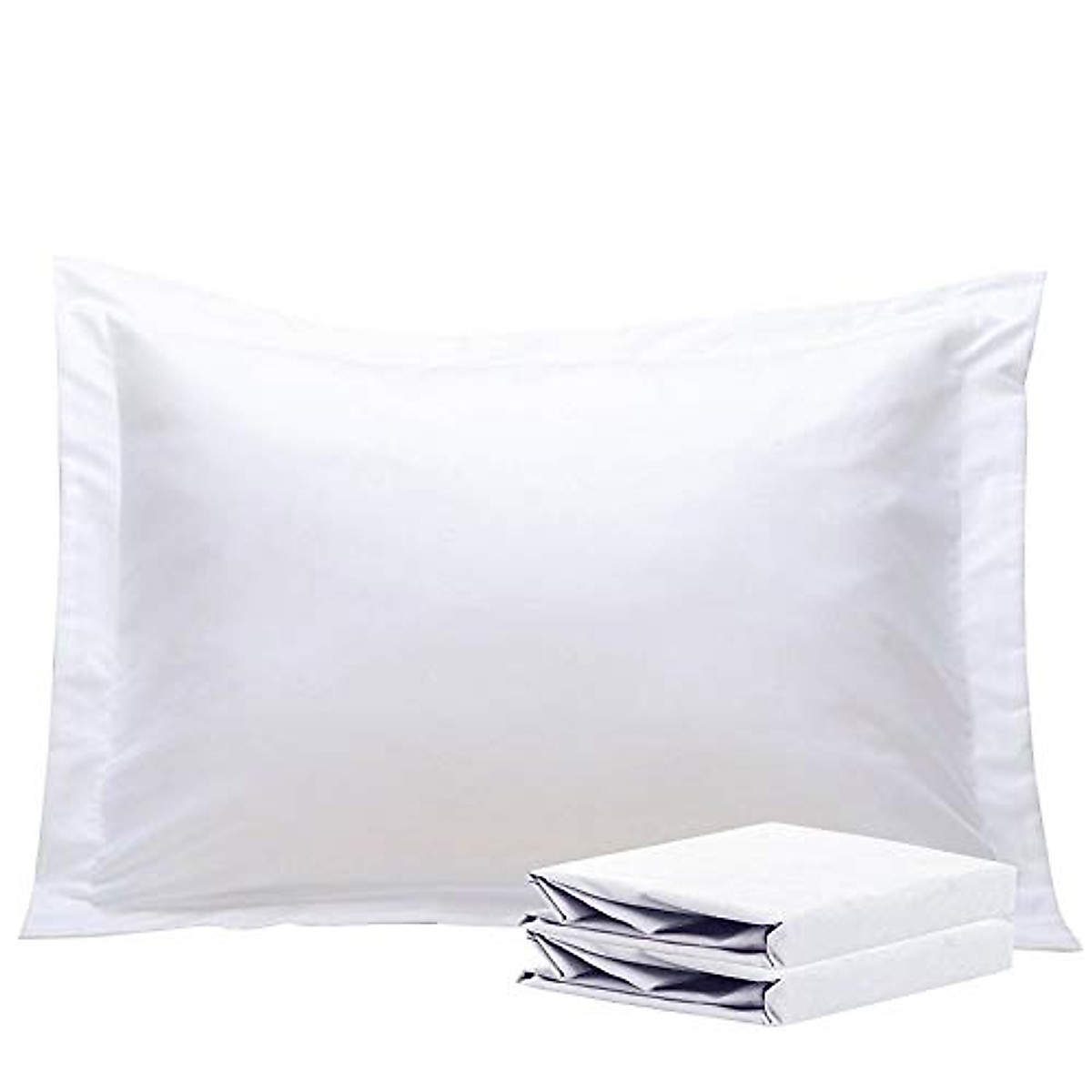 NTBAY 100% Brushed Microfiber Standard Pillow Shams Set of 2, Super Soft and Cozy, Wrinkle, Fade, Stain Resistant 20x26 Inches Oxford Pillowcases, White