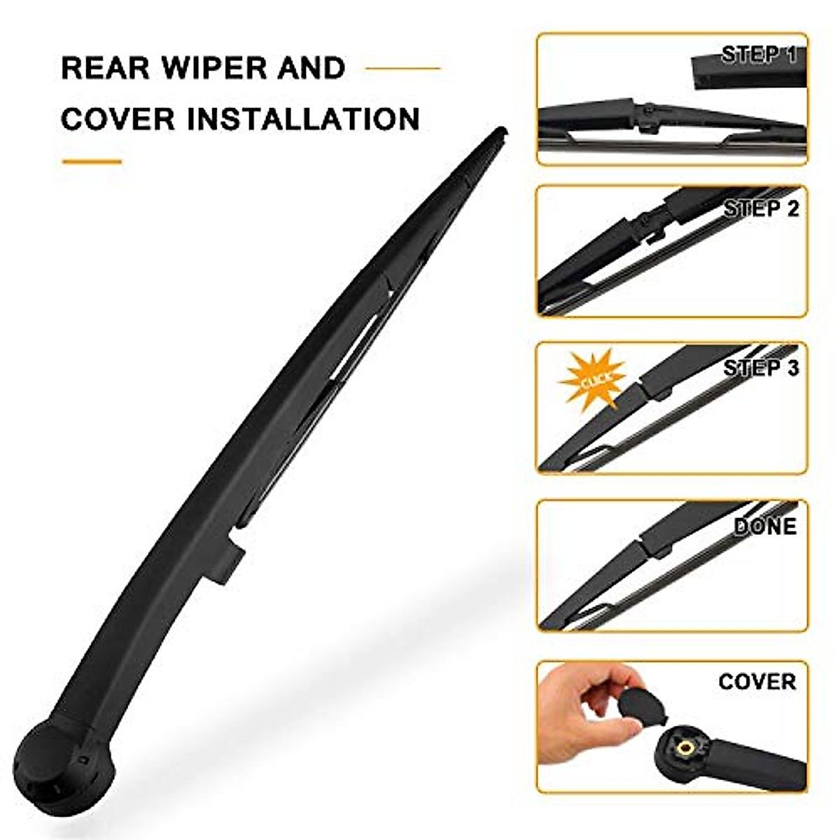 AUTOBOO Rear Wiper Blade Arm Replacement for Jeep Grand Cherokee 2005 2006 2007 2008 2009 2010 With 14 inch Rear Wiper Blade -Original Factory Quality (Pack of 2) OE:05139836AB