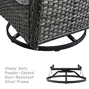 HUMMUH 5 Pieces Outdoor Furniture Patio Furniture Set Wicker Outdoor Sectional Sofa with Swivel Rocking Chairs,Patio Ottomans