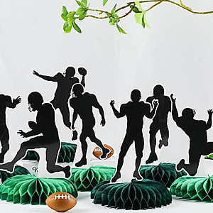 QOUBAI 12Pcs Football Honeycomb Centerpieces Football Player Party Decorations Sports Party Decor Table Toppers Birthday Party Decoration for Baby Shower Gameday Tailgate Party Favor Supplies