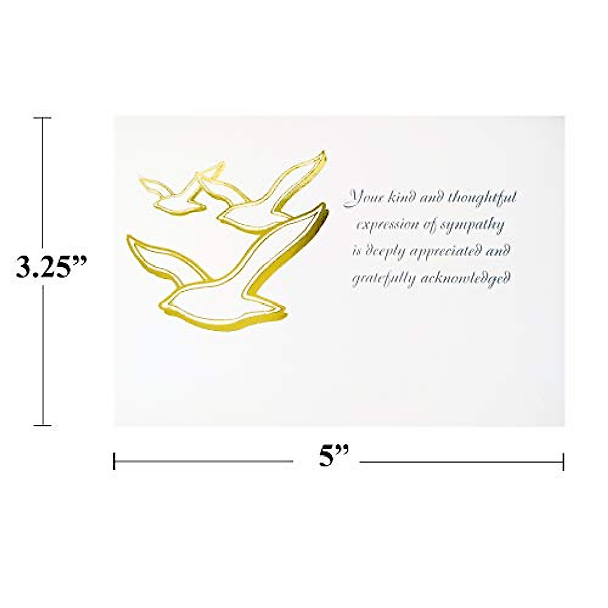 Gappitv Funeral Sympathy Acknowledgements - Set of 25 Thank You Cards - Includes Envelopes - Gold Foil Stamped Going Home Doves