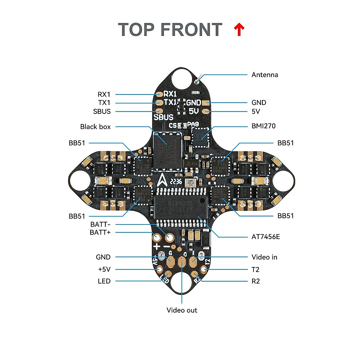 BETAFPV F4 1S 5A AIO Brushless Flight Controller with Built-in SPI Frsky Receiver, 8MB BlackBox, BT2.0 Cable Connector for 65/75mm 1S Micro FPV Whoop Drones