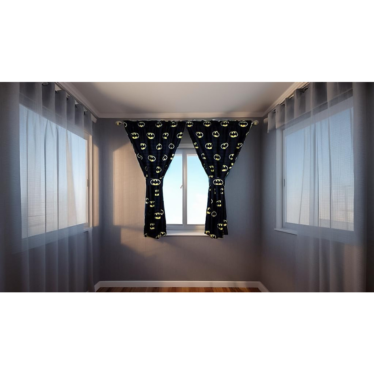 Superhero Bedding Set with Beach Towel, Fleece Blanket, Bedspread Set, and Curtain Set for Kids - Marvel, DC Comics, Justice League, and Avengers Theme (Twin Blue Comforter Set)