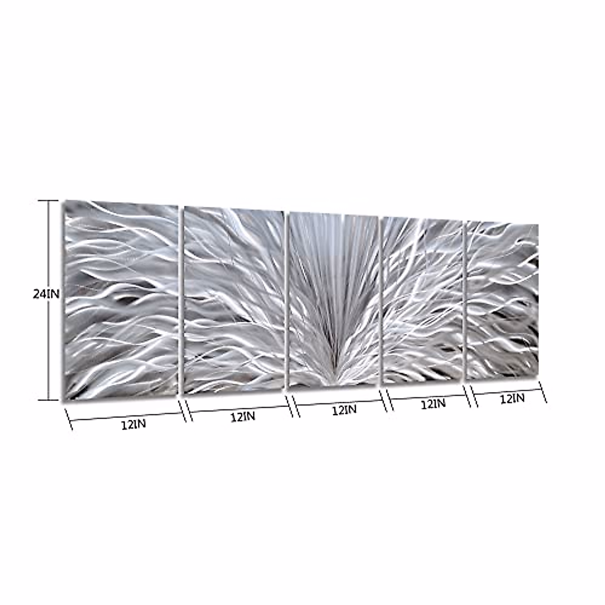 SYGALLERIER Silver Metal Wall Arts Hand Crafted Huge 3D Abstract Aluminum Artwork Modern Sculpture Contemporary Metallic Pictures for Living Room Bedroom Dinning Decor