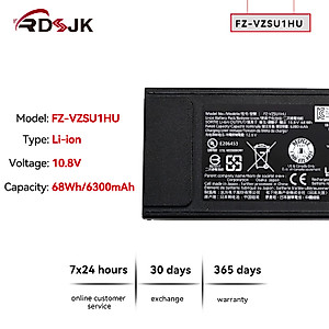 RDSJ FZ-VZSU1HU VZSU1HU FZ-VZSU1HAU VZSU1HAU FZ-VZSU1XU VZSU1XU Laptop Battery for Panasonic Toughbook 55 FZ-55 Mk1 Mk2 FZ-VZSU1 Series 3INR19/66-2 10.8V 68Wh/6300mAh