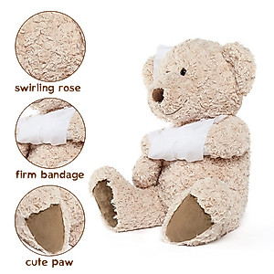Muiteiur Teddy Bear Stuffed Animal Get Well Soon Teddy Bear 25.6 Inch Big Speedy Recovery Stuffed Animal Teddy Bear Gifts for Kid Adult After Surgery Soft Bandage Plush Bear