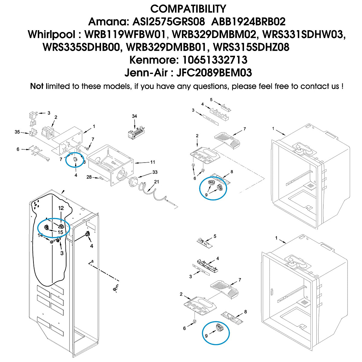 W11602886 Refrigerator LED Light Replaces W11520324 W11449273 AP7192759 W11251749 AP6986570 W11468934 W11549780 AP7014432 Compatible for Whirlpool KitchenAid Kenmore Refrigerators