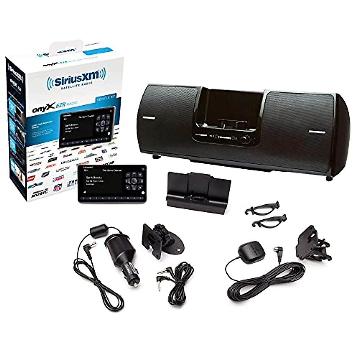 SiriusXM SXSD2 Portable Speaker Dock Audio System & SiriusXM SXEZR1V1 Onyx EZR Satellite Radio with Vehicle Kit with Get 3 Free Months Service with Subscription (Bundle)