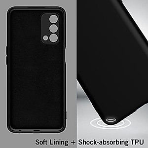 Foluu for OnePlus Nord N200 5G Case, Liquid Silicone Gel Rubber Bumper Case with Soft Microfiber Lining Cushion Slim Hard Shell Shockproof Protective Cover for OnePlus Nord N200 5G 2021 (Black)