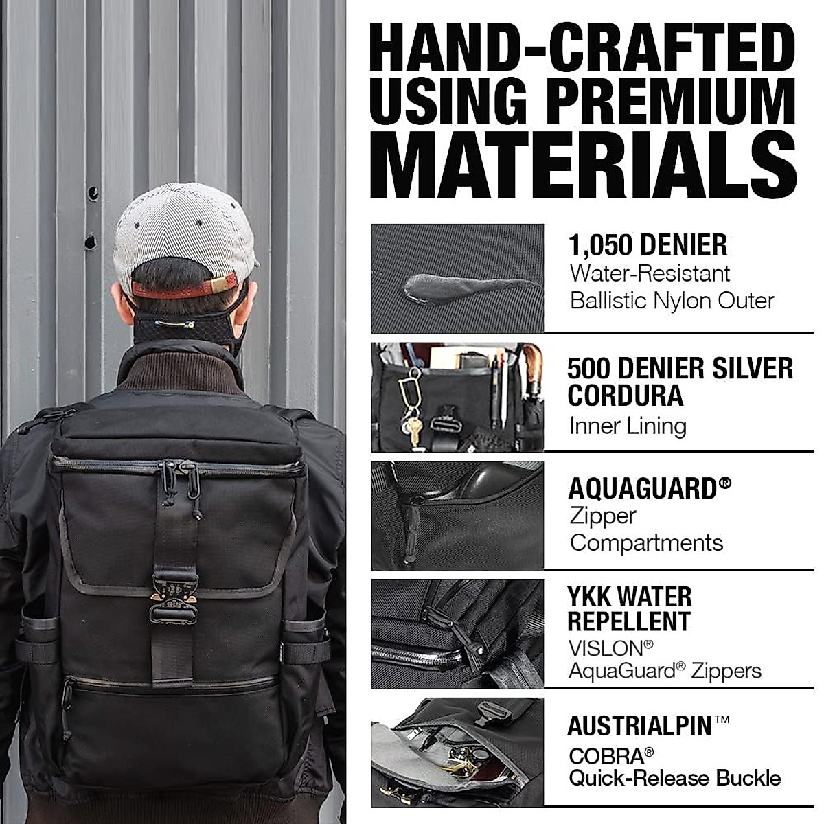 DEFY Menace Backpack 2.0 | Ballistic Nylon Backpack | 18 Liter Utility Backpack For Men | Premium Tech Backpack w/ 16 Inch Laptop Sleeve | Water Repellent Travel & Commuter Pack (Black)