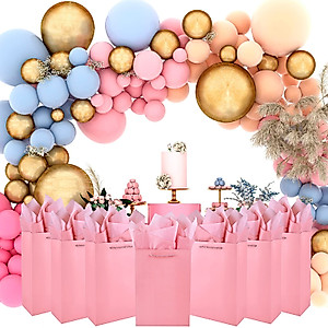 Jutieuo 10 Pcs Luxury Pink Gift Bags with Tissue Paper, 11x8x4 Inches Medium Size Paper Gift Bags with Handles for Women Girls Ladies Party Favor Bags, Bridesmaid Proposal Bags