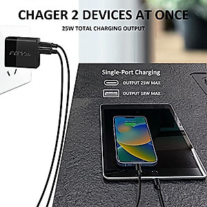 FGY USB C Wall Charger, 25W GaN II Fast Charger Dual Port Charging Block, Fast Charging for iPhone14/13/12/11/Pro Max/Pro/Plus, iPad Pro, iWatch, Samsung Galaxy S22 /S21 Series