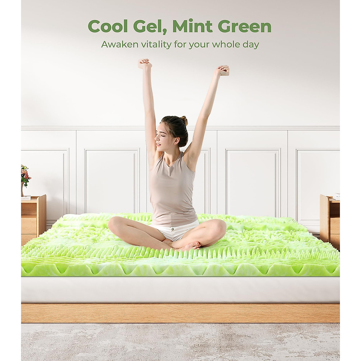 3 Inch Twin Mattress Topper, 7-Zone Memory Foam Mattress Topper for Back Pain, Gel Cooling Mattress Topper, Slow-Rebound Egg Crate Mattress Topper Twin, Pressure Relieving Bed Topper Twin