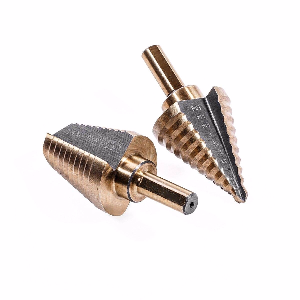 XtremepowerUS 9-Piece Titanium HSS Step Drill Bits Set - SAE Size with Storage Case