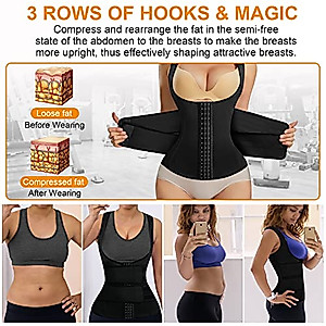 RACELO Women Waist Trainer Corset Vest Tummy Control Cincher Slimming Body Shaper Adjustable Workout Tank Top (Black, Small)