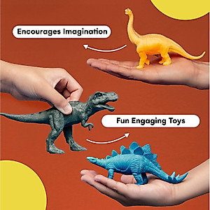 Li'l-Gen Dinosaur Toys for Kids 3-5 - Interactive Dinosaur Sound Book with Realistic Roars and 12 Large 7-Inch Dinosaur Figurines - Engaging Toddler Learning Toys for Imaginative Play - No Mat
