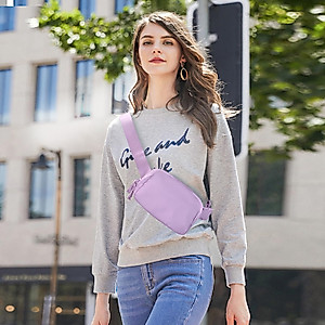 Belt Bag for Women Two-Way Zipper Cross Body Fanny Pack Fashion Waist Packs Everywhere Belt Bag with Adjustable Strap Gifts for Teen Girls Women Men (Lavender)