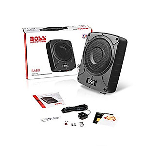 BOSS Audio Systems BAB8 Amplified Car Subwoofer - 800 Watts Max Power, Low Profile, 8 Inch Subwoofer, Remote Subwoofer Control, Great for Vehicles That Need Bass But Have Limited Space