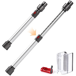 Extendable Quick Release Wand Compatible with Dyson V7 V8 V10 V11 V15 Extension Wand, Saving 18 to 27 Inch, Vacuums Attachment Extension Tube Replacement for Dyson Wand Stick Vacuum Cleaners(Silver)