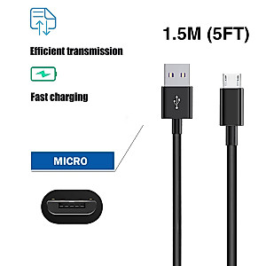 5Ft(60in) Micro USB Charger Cable for JBL Flip 4, Flip 3 ,Flip 2, JBL Charge 2+, Charge 3, JBL Pulse 2, Pulse 3, JBL Clip, Clip Plus, JBL Xtreme, JBL Go 2 Bluetooth Speaker Power Adapter Charging Cord