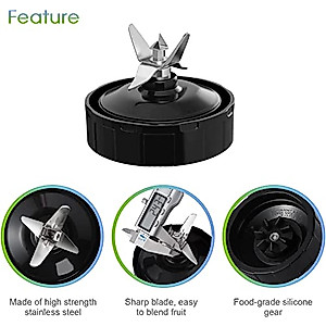 (Pack of 2) Blender Replacement Parts 7 Fins Extractor Blade Assembly with Rubber Gasket Compatible with Nurti Ninja Blenders Auto iQ BL480 BL482 BL642 BL682 NN102