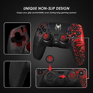 Anti-Slip Skin for PS5 Controller, Protective Controller Cover for PS5 Accessories, Silicone PlayStation 5 Controller Cover Case with Thumb Grip Caps and Touch Pad Sticker