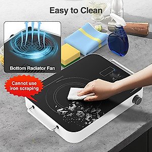 GIHETKUT Single Burner Electric Cooktop,1800W 110V Electric Stove Top with Knob Control, Portable Cooktop with 2 Handle,single burner electric stove with Double Ring Heating, 4 hours Timer