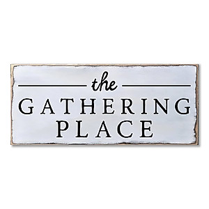 Farmhouse Welcome Sign The Gathering Place Wood Sign Vintage Retro Plaque Sign Family Customize Wall Art Decor Sign For Kitchen Living Room Garden Thanksgiving Gift Halloween Christmas Decoration