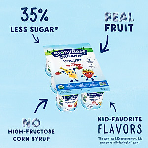 Stonyfield Organic Kids Strawberry & Strawberry Banana Lowfat Yogurt Cups Variety Pack, 4 oz. Each, 6 Ct