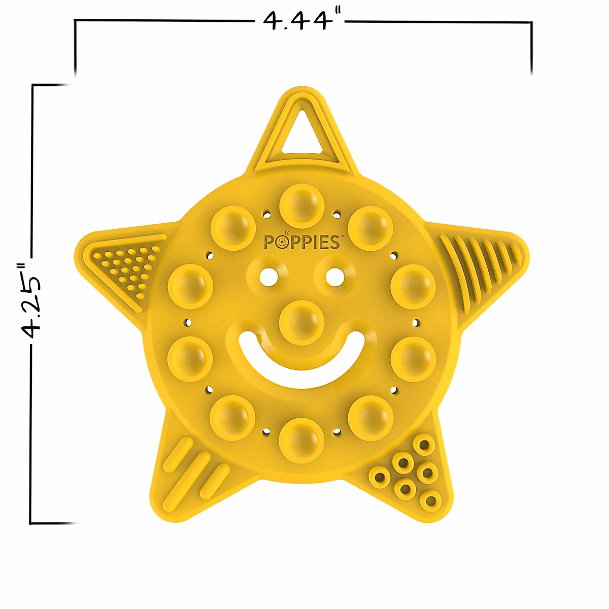 POPPIES Smiley The Star (Yellow) and RED The Rocket (Red) Bundle – Silicone Sensory Toy – BPA-Free – Infant Teether, Sensory, Bath Toy with Suction Cups and Textures to Stimulate Development